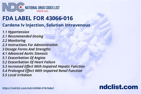 Fda Label For Cardene Iv Injection Solution Intravenous Indications Usage And Precautions