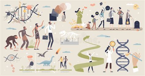 Evolution Set With Development And Progress Items Tiny Person Collection Set Stock Vector