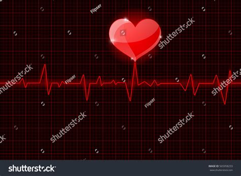 Red Electrocardiogram Heart Symbol Vector Illustration Stock Vector