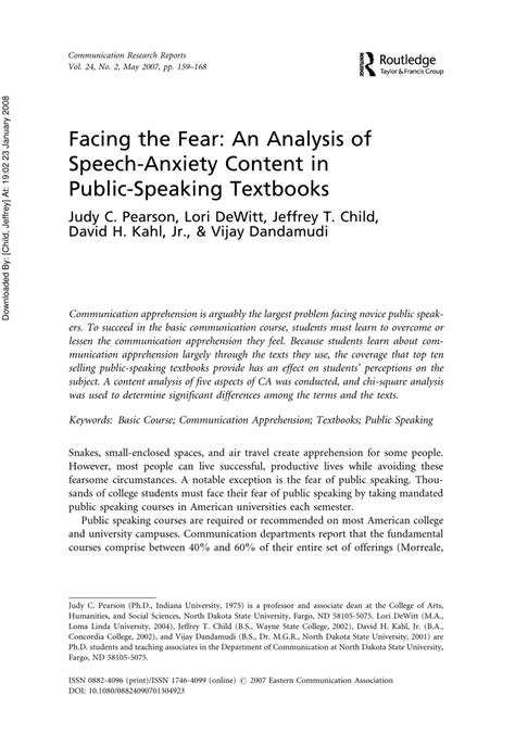 Pdf Facing The Fear An Analysis Of Speech Anxiety Content In Public