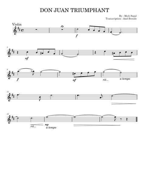 Don Juan Triumphant Misha Segal Sheet Music For Violin Solo