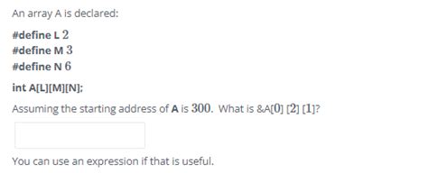 Solved An Array A Is Declared Define L 2 Define M3