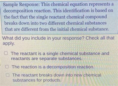 Solved Sample Response This Chemical Equation Represents A