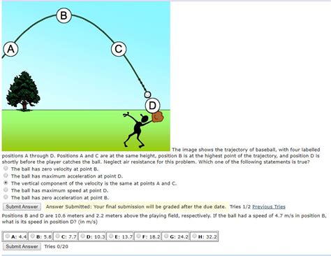 Solved The Image Shows The Trajectory Of Baseball With Four