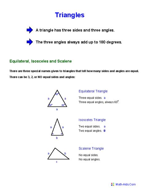 Types Of Triangle Worksheet Practice And Learn Different Triangle Types