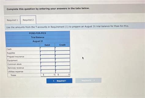 Solved 1 Post The Transactions To The T Accounts2 Use