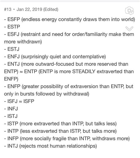 Thoughts On This Extroversion Introversion Ranking I Found Online It Actually Seems