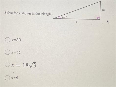 Solved Solve for x shown in the triangle х x Ox Chegg com