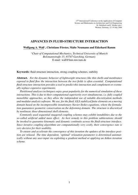 PDF Advances In Fluid Structure Interaction