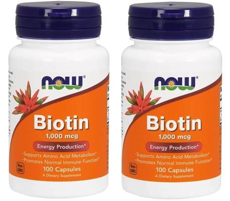 Now Foods - Biotin, 1000 mcg, 100 Capsules - 2 Packs - Walmart.com