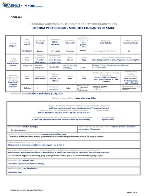 Annexe1 Learning Agreement Pdf