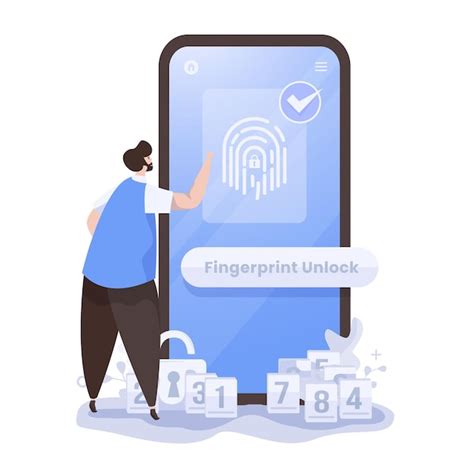 Premium Vector Unlock Or Passcode Access Smartphone With Fingerprint Recognition