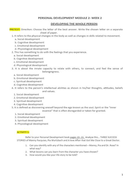 Personal Development Module 2 Pdf Emotions Cognition