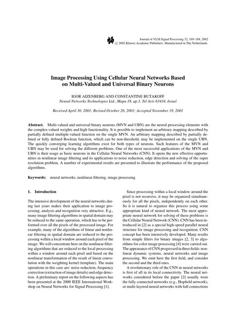 Pdf Image Processing Using Cellular Neural Networks Based On Multi