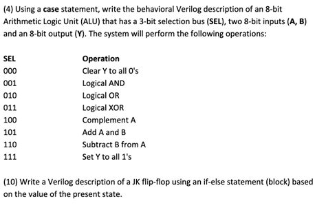 Solved 4 Using A Case Statement Write The Behavioral
