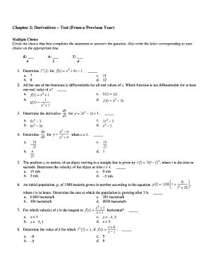 Fillable Online Chapter 2 Derivatives Test From A Previous Year Fax Email Print PdfFiller