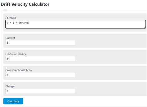 Drift Velocity Calculator Calculator Academy