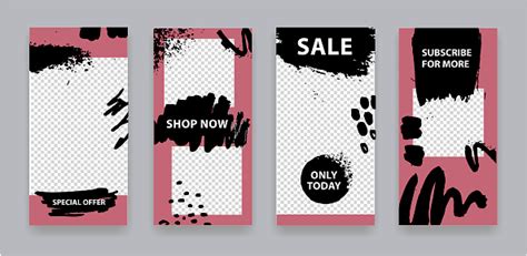 소셜 네트워크 이야기 이야기에 대한 최신 편집 템플릿의 벡터 세트 소셜 미디어 그런 지 스타일 그림에 대 한 디자인 배경 우편에 대한 스톡 벡터 아트 및 기타 이미지