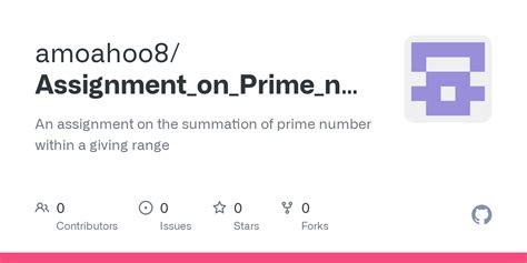 Github Amoahoo8assignmentonprimenumbers An Assignment On The