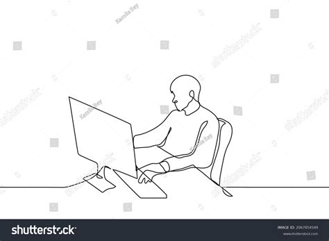 Man Typing On Keyboard Front Computer Stock Vector Royalty Free Shutterstock