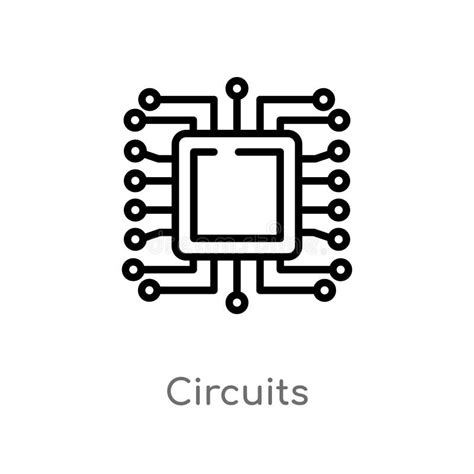 Outline Circuits Vector Icon Isolated Black Simple Line Element Illustration From Hardware