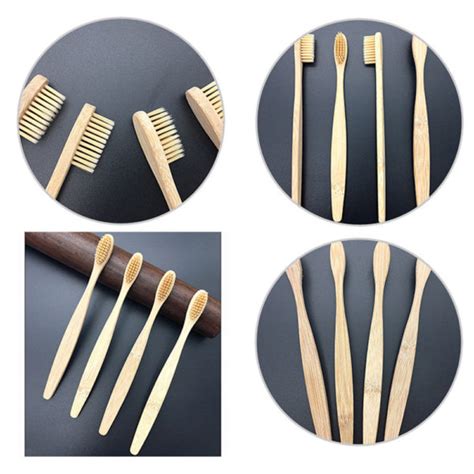 10pcs Bamboo Handle Toothbrush Environmentally Eco Vegan Friendly Tooth