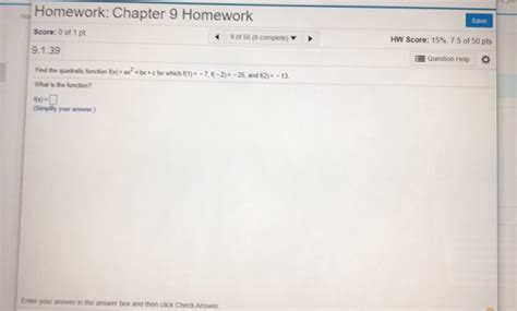 solved save homework chapter 9 homework score 0 of 1 pt 9
