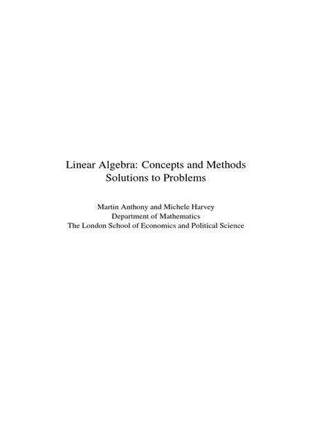 Linear Algebra Concepts And Methods Solutions To Problems Pdf
