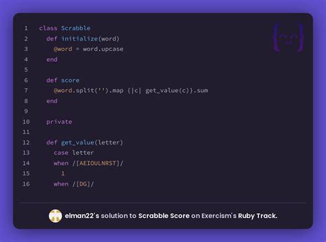 Elman22s Solution For Scrabble Score In Ruby On Exercism