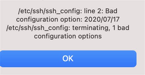 Ssh Ssh Config Bad Configuration Option Error Server Fault