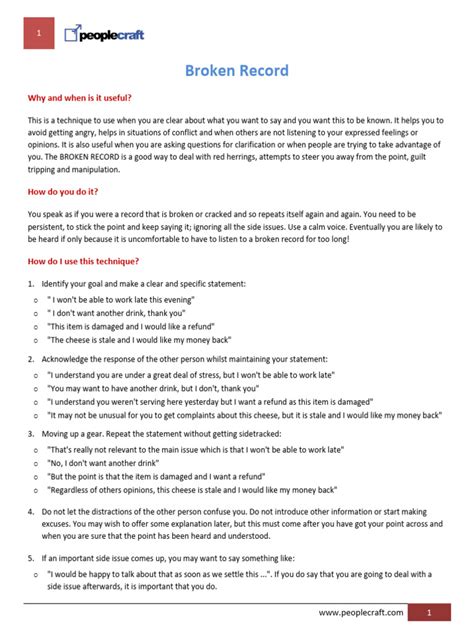 Broken Record Technique Pdf