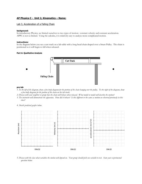 Ap Physics C Falling Chain Acceleration Lab Worksheet