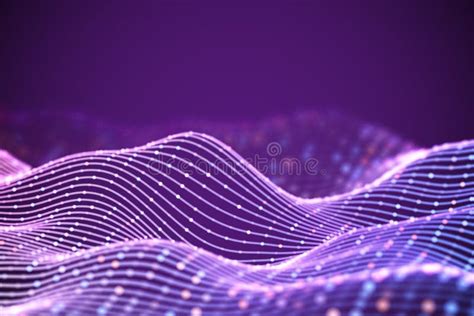 3d Sound Waves With Colored Dots Big Data Abstract Visualization Stock Vector Illustration Of