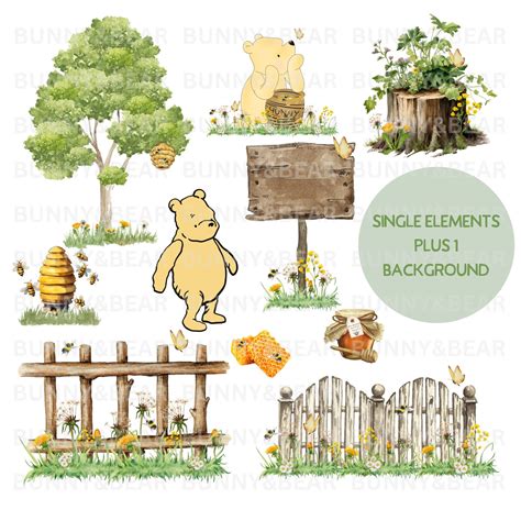 Classic Winnie The Pooh Clipart Bundle Set Png Winnie Honey Bee