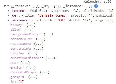 javascript Cómo acceder a los datos de una respuesta JSON para mostrar en el calendario de