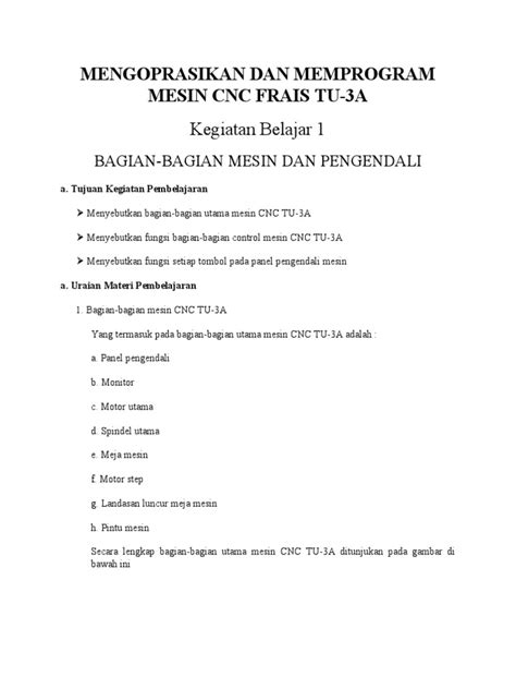 Mengoprasikan Dan Memprogram Mesin Cnc Frais Tu Pdf