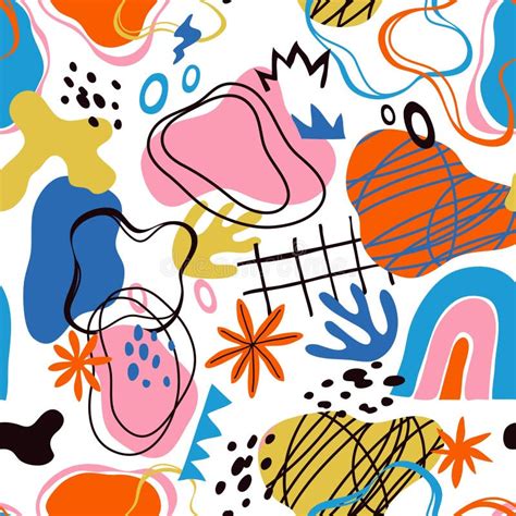 Colorful Abstract Seamless Pattern Irregular Random Shapes Collage