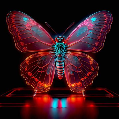Neon Flutter Surreal Ai Inspired Insect Stock Illustration