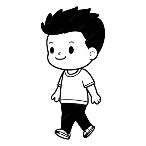 Premium Vector Boy Walking Cartoon Character Vector Illustration Cute
