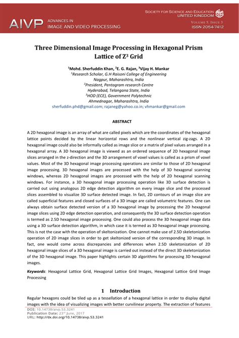 pdf three dimensional image processing in hexagonal prism lattice of