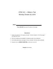 Midterm Pdf CPSC Midterm Test Monday October Name Please DO NOT Write Your ID