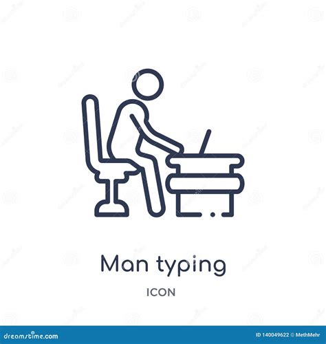 Linear Man Typing Icon From Behavior Outline Collection Thin Line Man Typing Vector Isolated On