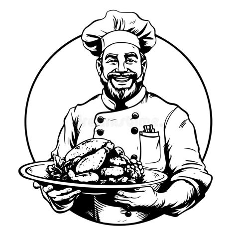 Illustration Of A Chef Holding Delicious Dish Stock Vector