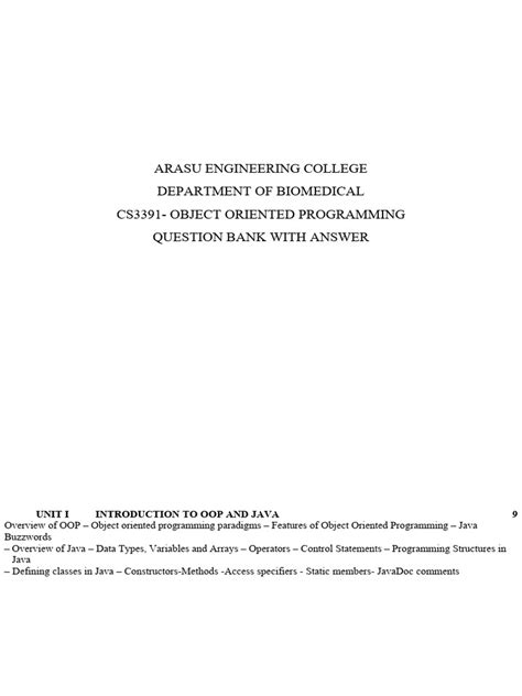 Cs3391 Object Oriented Programming Qb Pdf Inheritance Object Oriented Programming Class