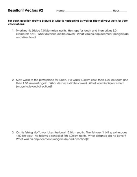 Resultant Vector Worksheet 2