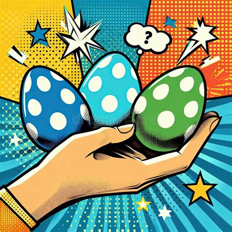 Easter Egg Illustration In Pop Art Style In Comic Book Style Stock