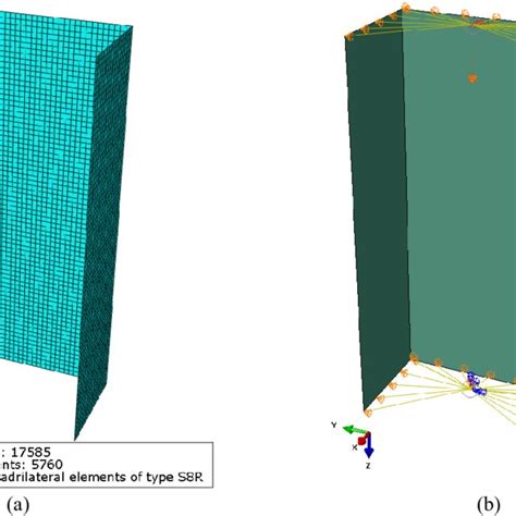 numerical model of column a finite element mesh b defined model s