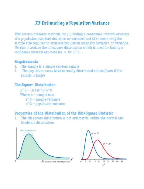 Statistics Estimating A Population Variance 7 3 Estimating A
