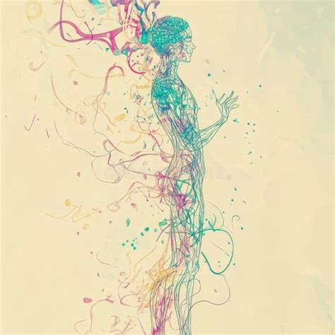 A Translucent Figure Stands In Profile Emanating A Symphony Of Colors