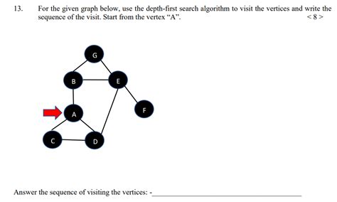 13 For The Given Graph Below Use The Depth First